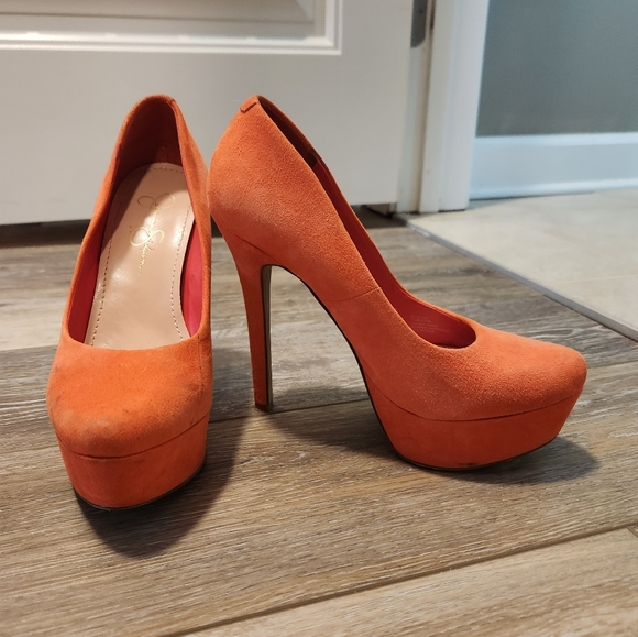 Jessica Simpson | Shoes | Orange Velvet Jessica Simpson High Heels ...
